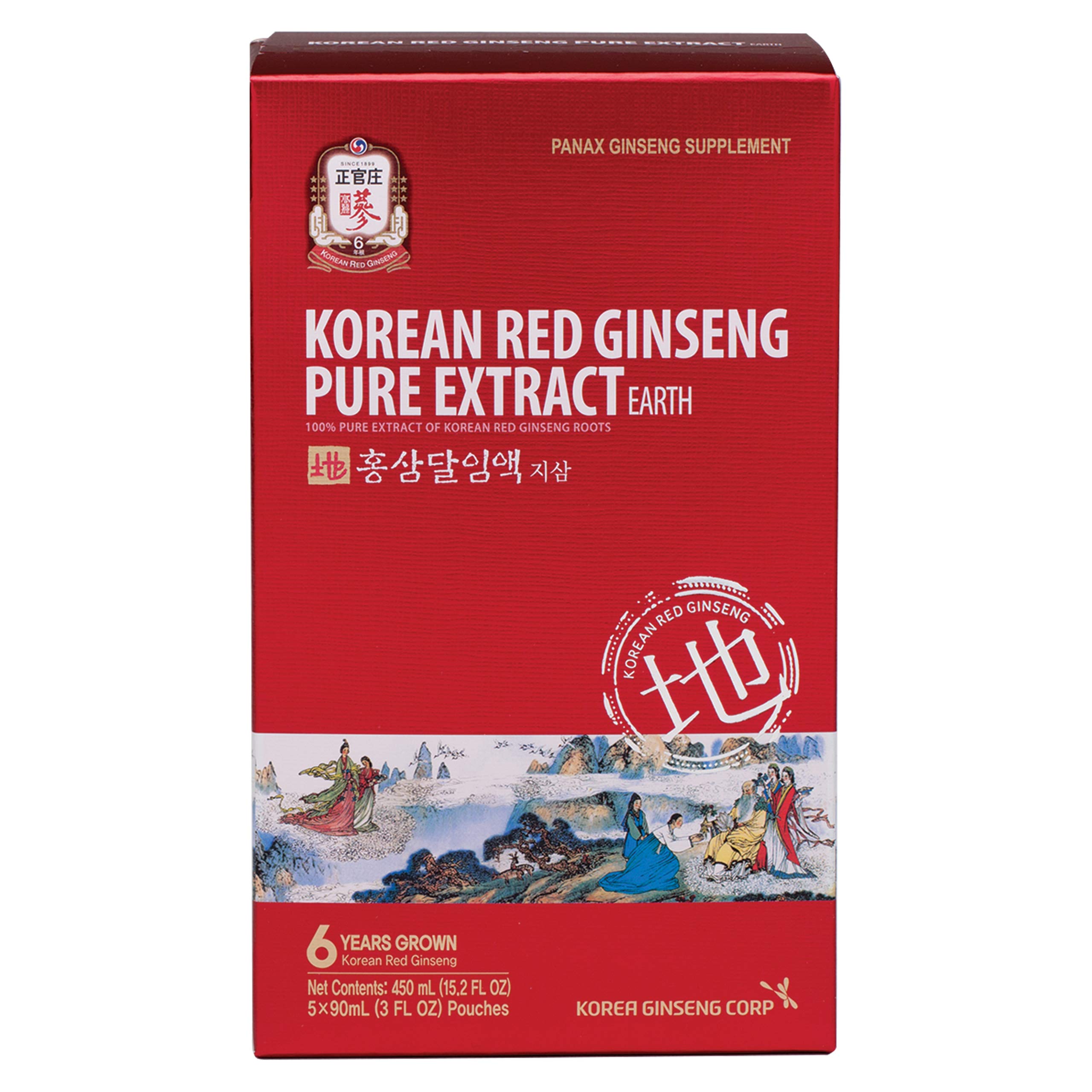 CheongKwanJang [Korean Red Ginseng Pure Extract Earth 100% 6-Year-Old Asian Panax Ginseng Roots with Top 2% Premium Grade Ginseng, Boost Immune System, Energy - 30 Pouch