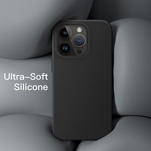 JETech Silicone Case for iPhone 14 Pro 6.1-Inch (NOT for iPhone 14 Pro Max 6.7-Inch), Silky-Soft Touch Full-Body Protective Phone Case, Shockproof Cover with Microfiber Lining (Black)