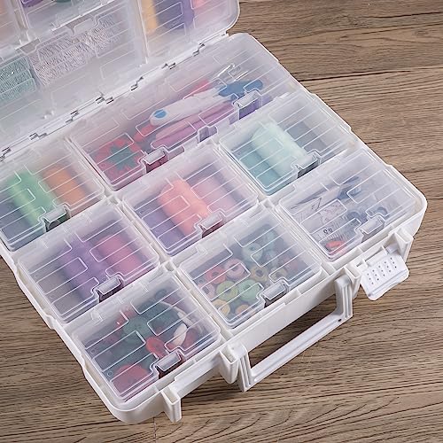 Joelver Maker Sewing Storage Oraganizer with 16 Detachable boxes, Double side Organizer case for LOL suprise dolls,Wheels Car, for Matchbox Cars, for Mini Toys,thread organizer,screw,notion storage