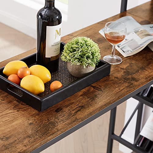 KIVENJAJA Bar Table with Wine Racks, Storage Shelves & Glass Holders, Industrial Small High Top Kitchen Table for 2, 36.4β Counter Height Dining Table Home Bar Unit, Rustic Brown and Black