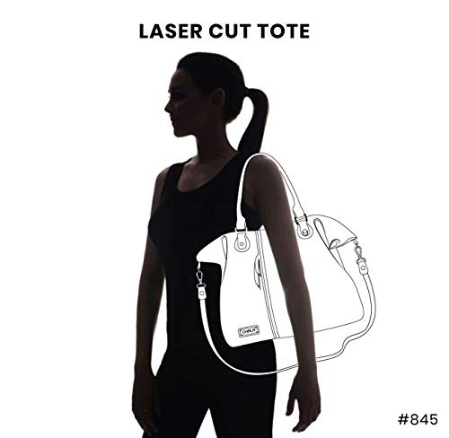 CHALA Laser Cut Crossbody Shoulder bag Tote Bag Faux Leather Black (Black & White Paw)