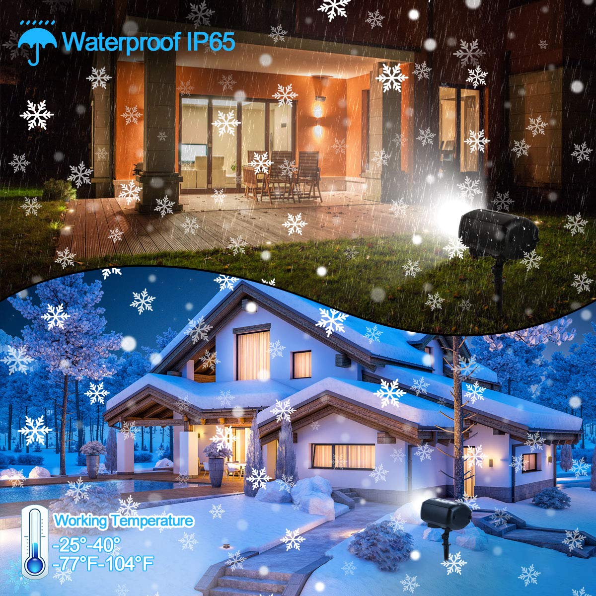 Snowflake Projector Lights Outdoor with Remote Control, Christmas Snowflake Projector Lights, IP65 Waterproof Snowfall Landscape Light Christmas Projector Gift for Holiday Friend Garden