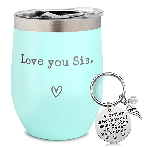 Sister Gifts from Sister - I Love You Sis - Sister Gifts for Birthday - Graduation Gifts Thanksgiving Christmas Gifts for Sister - 12oz Coffee Cup(Mint)