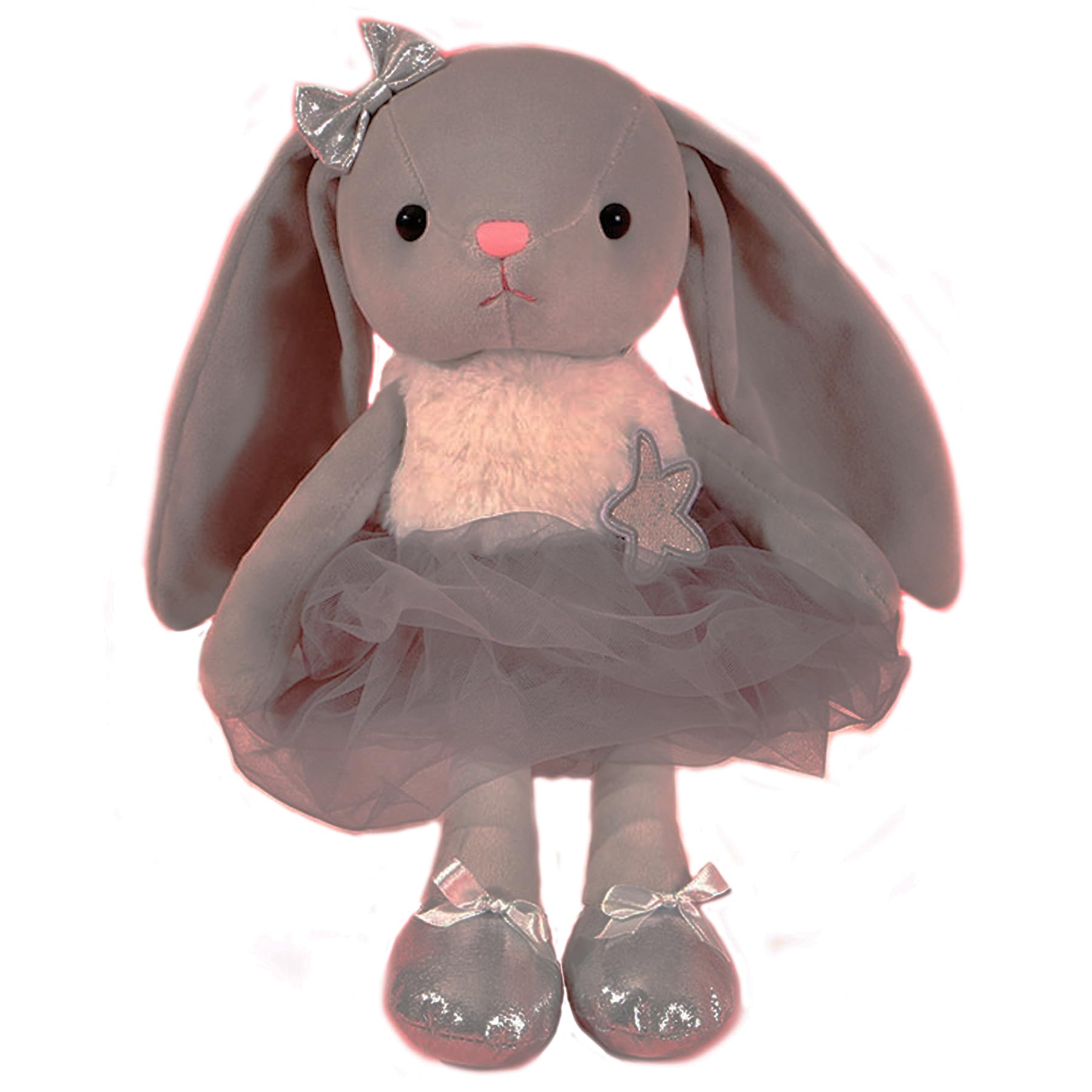 Ruzucoda Ballerina Dolls Plush Bunny Rabbit Soft Toys Ballet Dance Recital Gifts for Girls Gray 15.5 Inches