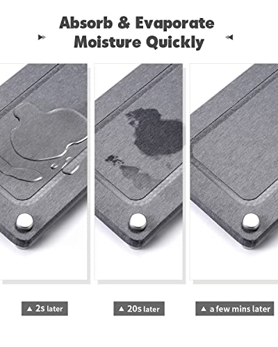 Johamoo Drying Stone Sink Tray, Bathroom Instant Dry Sink Organizer, Diatomaceous Earth Water Absorbing Stone Tray for Sink, Sink Drying Stone for Kitchen Counter with Stainless Steel Feet, Grey