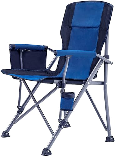 Camping Chairs for Adults,Portable Folding Lawn Chair for Outside,Heavy Duty Camping Chair Support up to 330lbs,Collapsible Outdoor Beach Chair with Cup Holder(Blue)