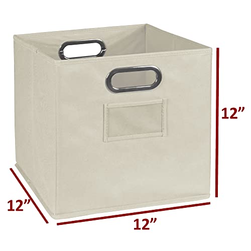 Set of 12 Cubo Foldable Fabric Bins- Natural