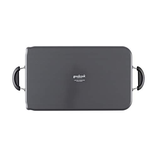 GoodCook Everyday 18" x 11" Nonstick Aluminum Double Burner Griddle Pan, Black