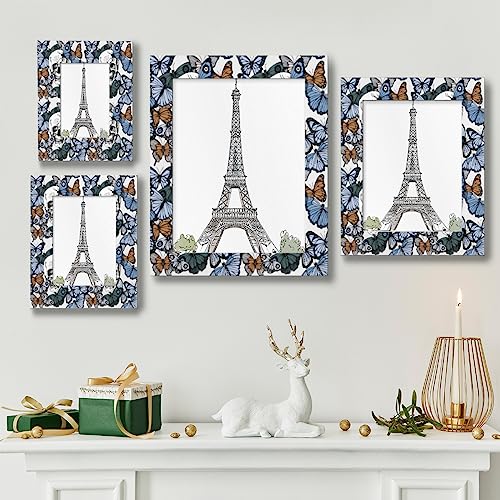 POFATO Butterflies Skull11x14 Picture Frame Wood Photo Frame for Tabletop Display Wall Mount Picture Frame Display 11 x 14 Inch Photo Wall Decor Home Gift Frames
