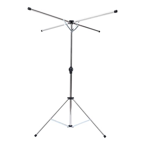 Leblett Tripod Clothes Drying Rack,Foldable Portable Space Saving Laundry Drying Rack High Capacity 4 Poles,Height-Adjustable with 10 Hooks for Outdoor and Indoor Home Use
