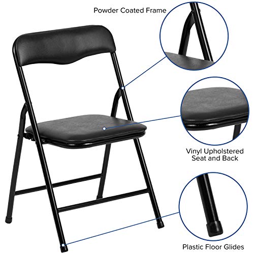 HBCY Creations 5 Piece Kid's Folding Table and Chairs Set - Black Design - Lightweight & Portable - Safety Lock Feature - Seating for 4