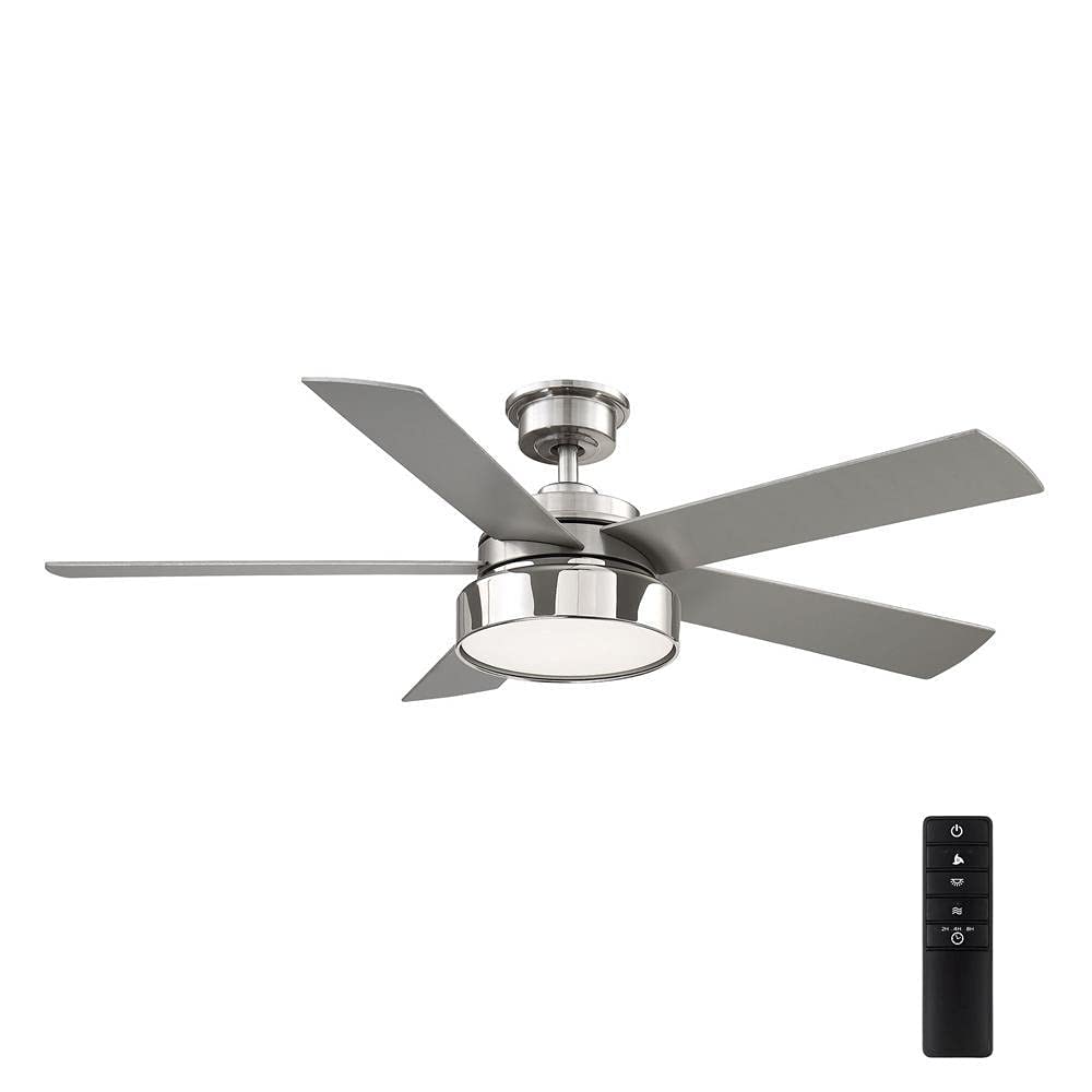 Cherwellu00a052 in. LED Brushed Nickel Ceiling Fan with Light