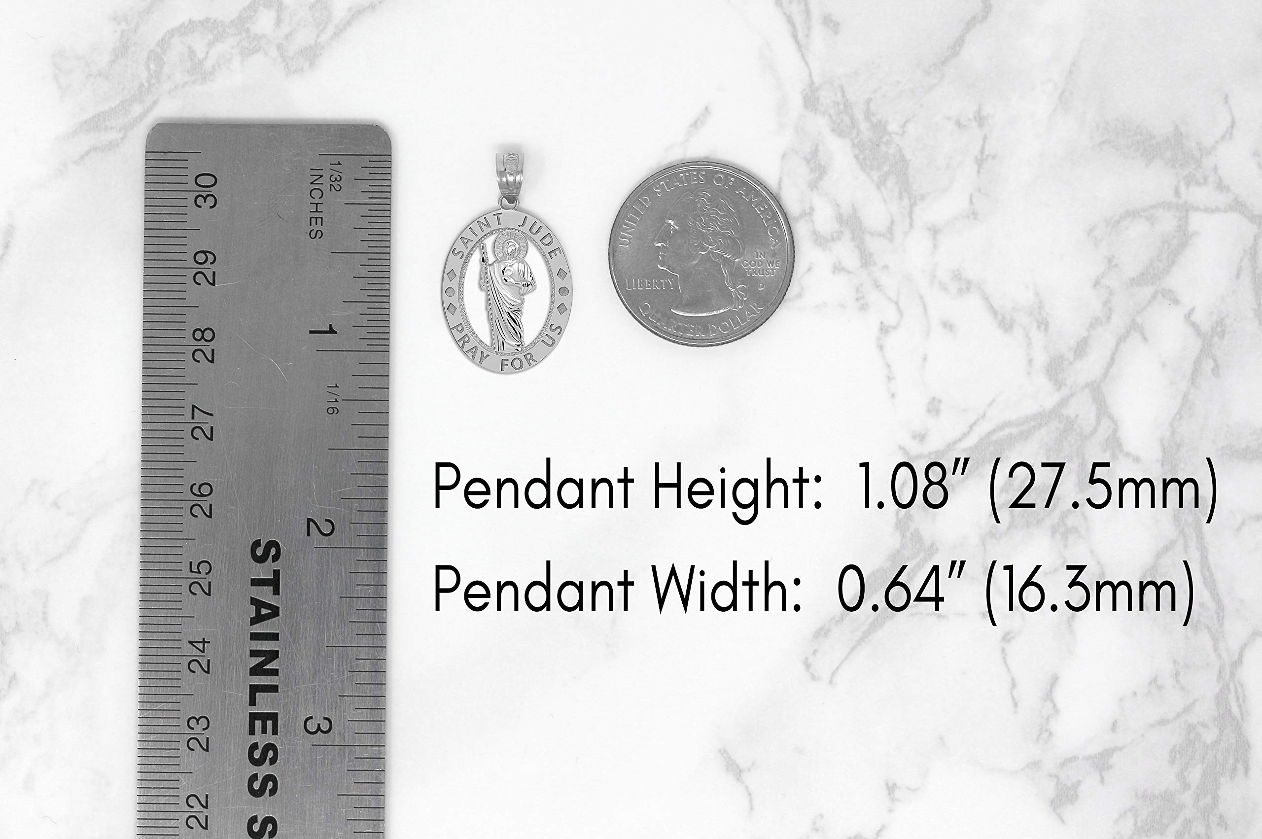 CaliRoseJewelry Sterling Silver Saint Jude Pray for Us Charm Oval Pendant