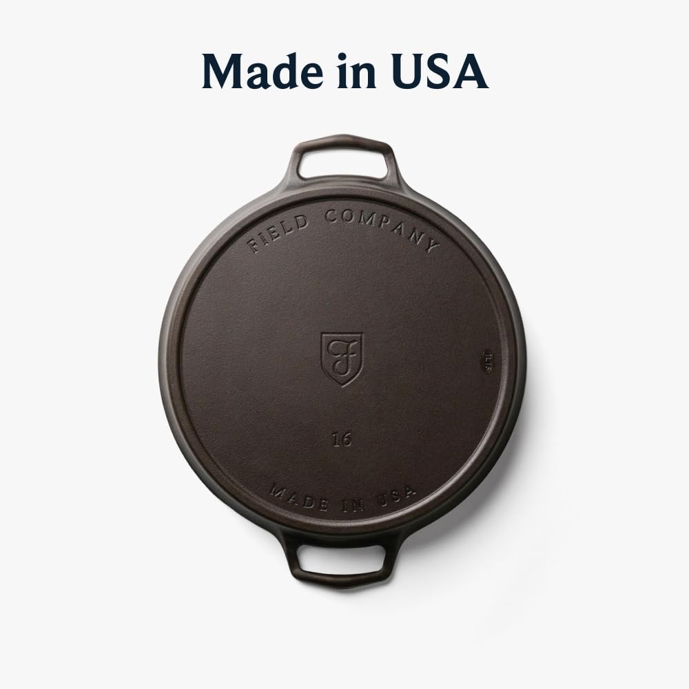 Field Company No.16 Double-Handled Cast Iron Skillet—Smoother, Made in USA, Vintage Style, Preseasoned