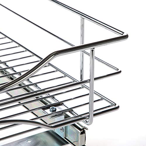 Home Zone Living Pull Out Kitchen Cabinet Organizer with One Tier of Storage, 14” W x 21” D