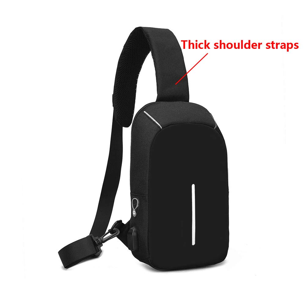 Chest Sling Shoulder Backpacks Bag Multipurpose Crossbody Shoulder Bag Multipurpose Travel Hiking Daypack (Black)