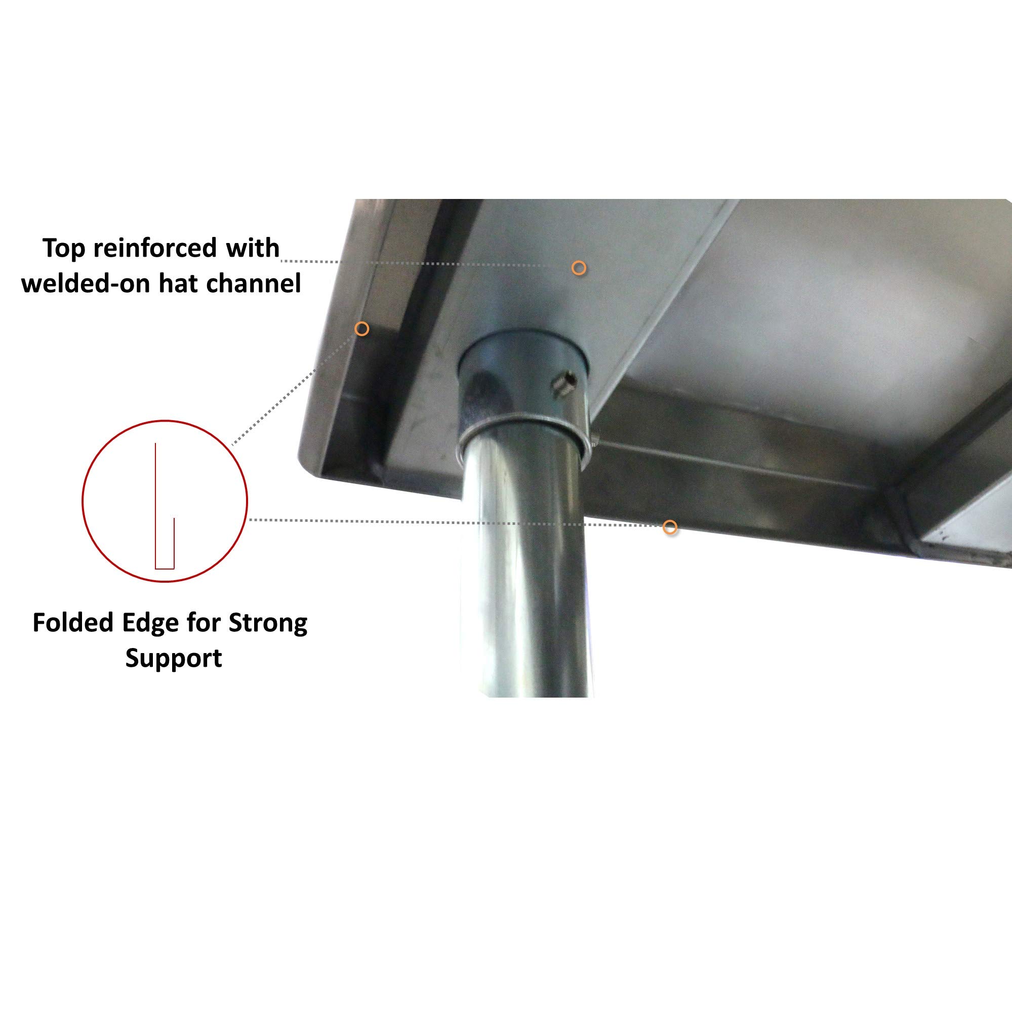 GSW Commercial Grade Flat Top Work Table with Stainless Steel Top, Galvanized Undershelf & Legs, Adjustable Bullet Feet, NSF/ETL Approved to Meet Sanitation Food Service Standard 37 (30" W x 36" L)