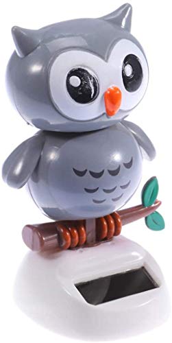 Solar Powered Toy Owl Dancing Toy Animal Shaking Head Car Ornament Dashboard Decoration Auto Accessories - Grey