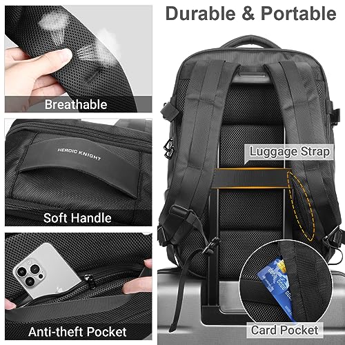 Carry On Backpack Flight Approved,Travel Backpack for Men Women with USB Charging Port Shoe Compartment,Waterproof Anti-theft 15.6 inch Laptop Backapck Computer Bag Business Causal Weekender Backpack