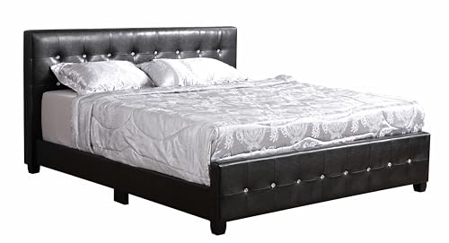 Embrace Luxury with King Bed in Sleek Black - Durable Faux Leather, Hand-Tufted Glam Design, Effortless Assembly, Optimal Mattress Support