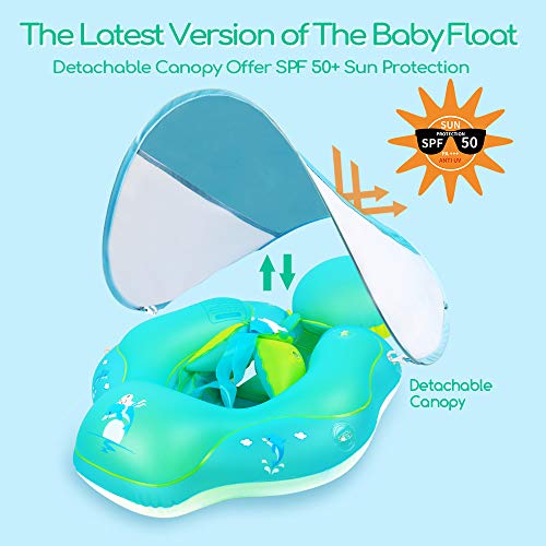 Relaxing Baby - Swimming Ring with Adjustable Seat Pocket,Removable Floating Ball,New Upgrade Baby Swim Ring with Canopy for Ages 6-36 Months