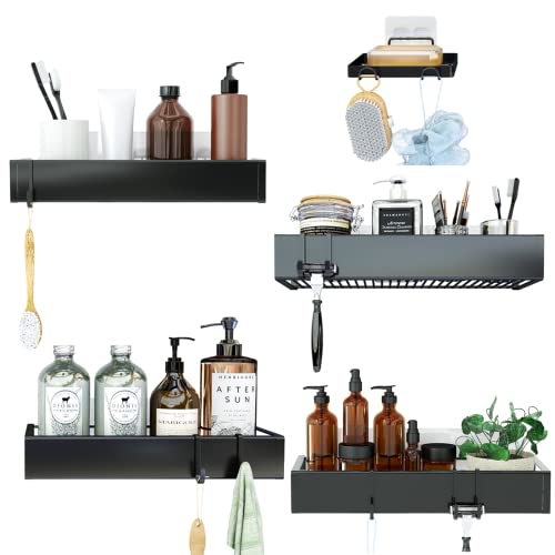 Roseyat Adhesive Bathroom Shower Caddy Basket Shelf with Soap Dish Holder