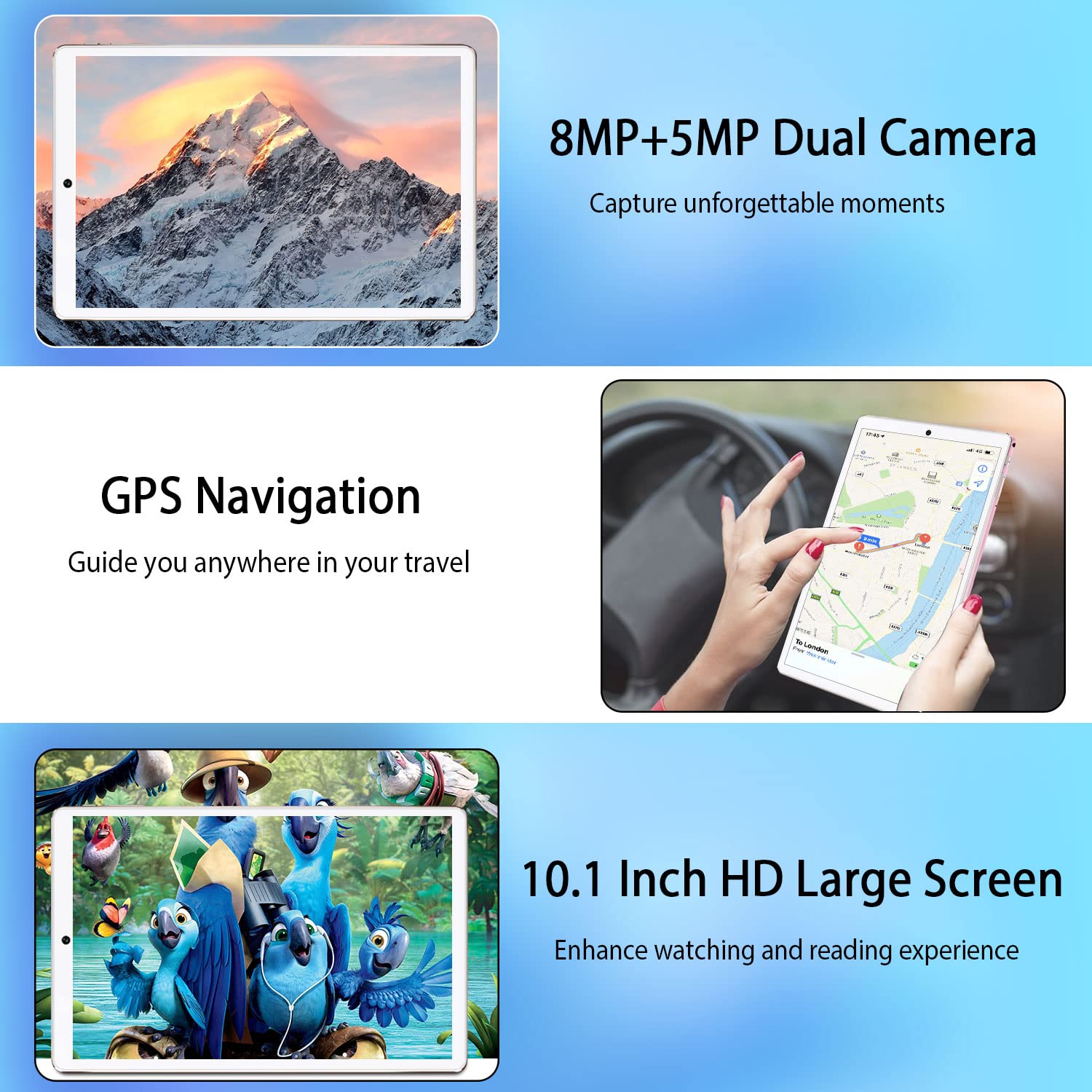 DUODUOGO 2 in 1 Tablet 10 Inch with Keyboard Mouse Stylus, 128GB Expand 64GB ROM 4GB RAM Android 10.0 Quad-Core HD IPS Screen 8MP Dual Camera GPS FM OTG Bluetooth 4G Dual SIM & WiFi, DGO-P6