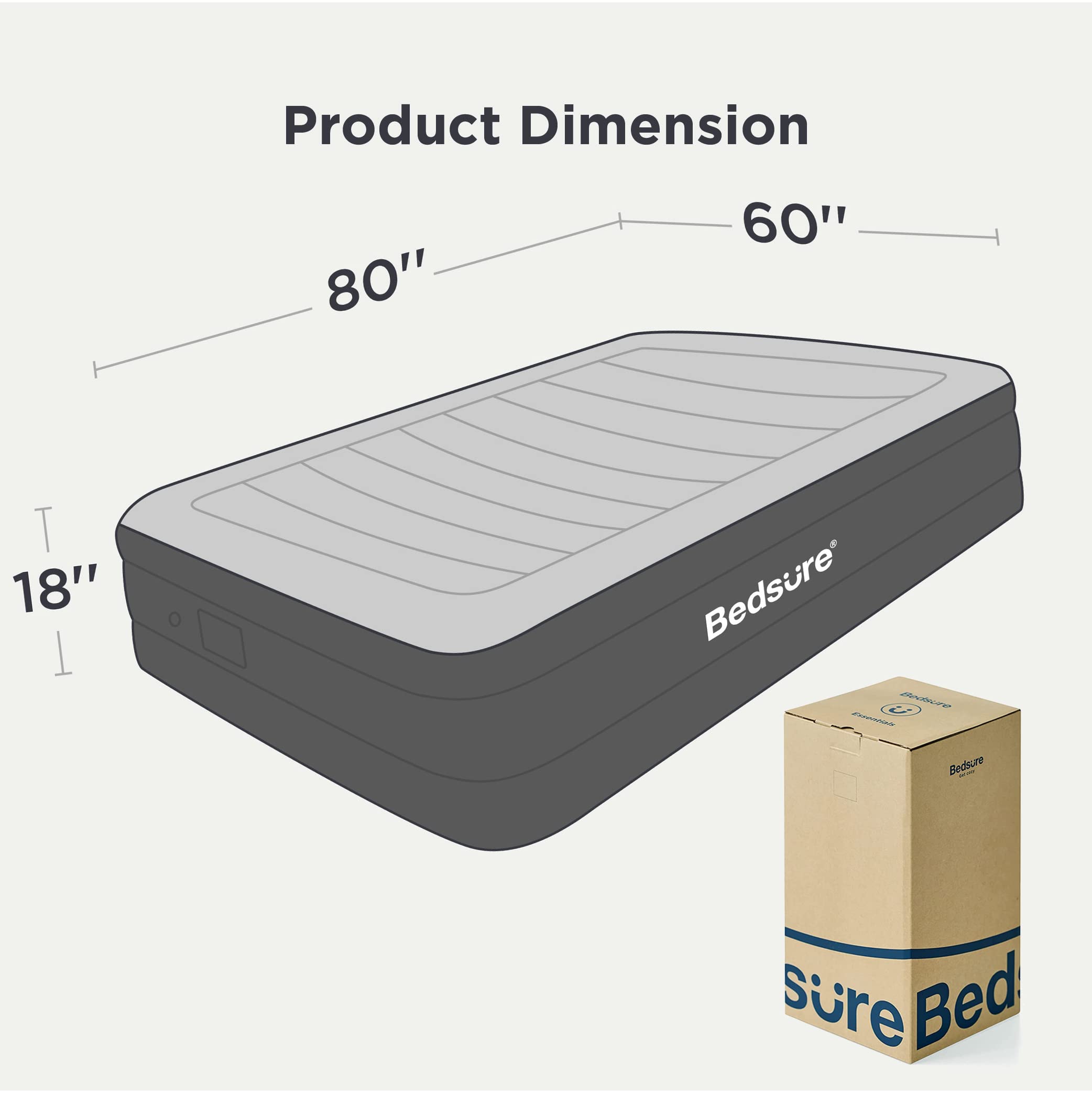 Bedsure Queen Air Mattress with Built in Pump Raised - 18" Inflatable Mattress, Double Air Beds for Camping and Indoor Use