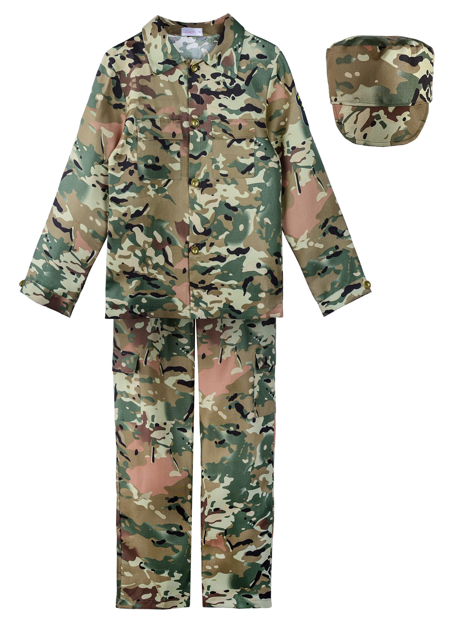 ReliBeauty Soldier Costume Army Camouflage Uniform,120