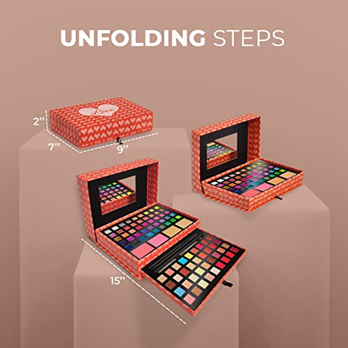 Makeup Kits for Teens - 2-Tier Love Make Up Gift Set and Eyeshadow Palette for Teen Girls and Juniors -Variety Shade Array - Full Starter Kit for Beginners or Pros by Toysical