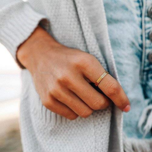 Pura Vida Gold Plated Delicate Stacked Rings - Brass Base .925 Sterling Silver - Size 9