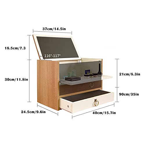 Makeup Organizer Wooden Cosmetic Storage Cases Display Rack with Drawer Makeup Organizer Case for Brushes Lipsticks Skincare Toner Cosmetic Storage Box