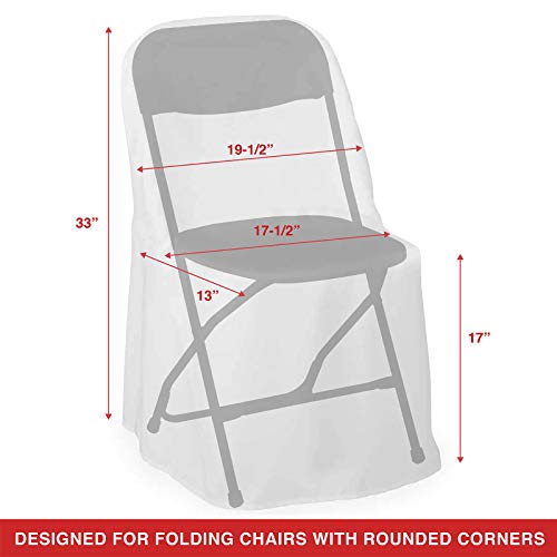Lann's Linens 10 pcs White Polyester Folding Chair Covers for Wedding, Party, and Banquet - Elegant Cloth Slipcovers