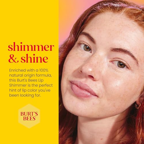 Burt's Bees Shimmer Lip Tint Set, Tinted Lip Balm Stick, Moisturizing for All Day Hydration with Natural Origin Glowy Pigmented Finish & Buildable Color, Champagne (4-Pack)