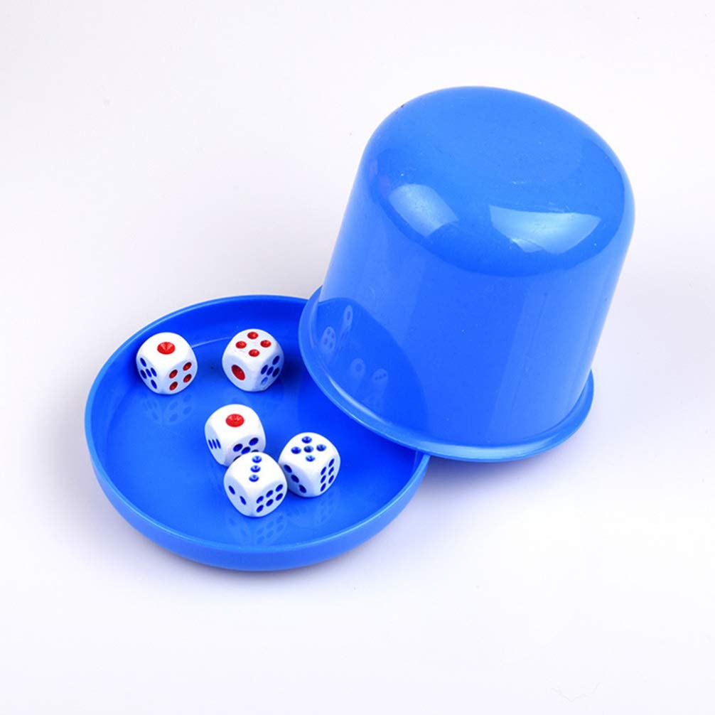 NUOBESTY 2PCS/Set Dice Game Set Plastic Dice Shaking Cup Dice Cup Set for Bar Party (Random Color)