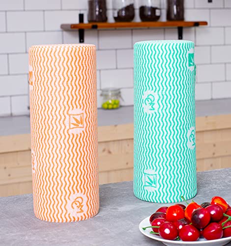KitchLife Reusable Bamboo Paper Towels with Oil-Water Separation Technology, 1 Roll = 10 Months Supply - Washable and Recycled Paper Rollss, Eco Friendly Gift, Jungle Green