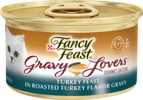 Fancy Feast Gravy Lovers Variety Packs Wet Cat Food Bundle Includes Turkey, Salmon & Sole, Chicken Feast in Gravy Flavor Grain-Free Proteins (Pack of 18)