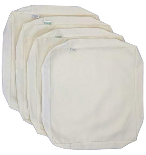 CozyLounge Indoor Outdoor Water Repellent High UV Resistant Patio Chair Cushion Cover (22"x22"x4" (4 Covers), Cream White)