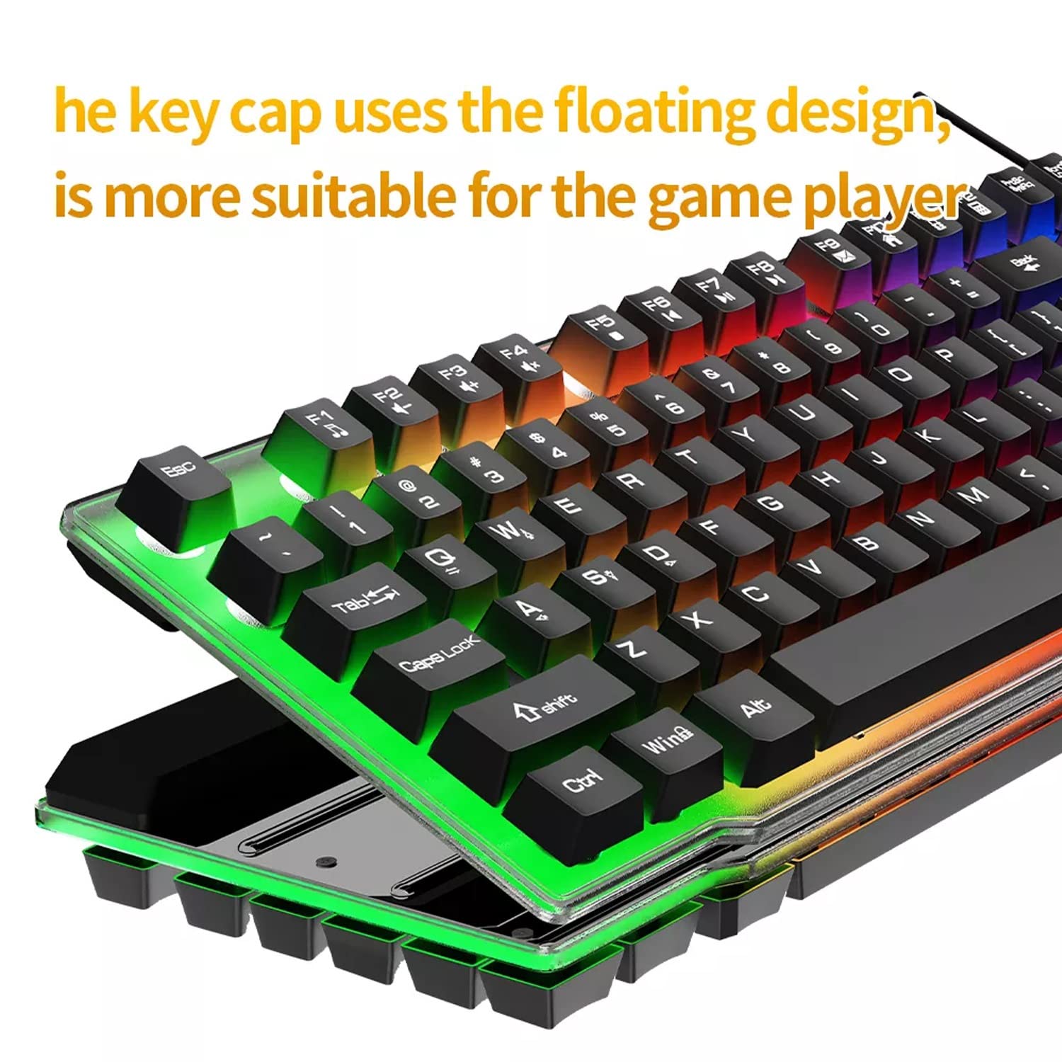 EXHNLE Gaming Keyboard and Mouse Combo, RGB Backlit Mini Keyboard, 3200 DPI Mouse, USB Wired Backlit Keyboard, for Laptop PC Computer Game and Work