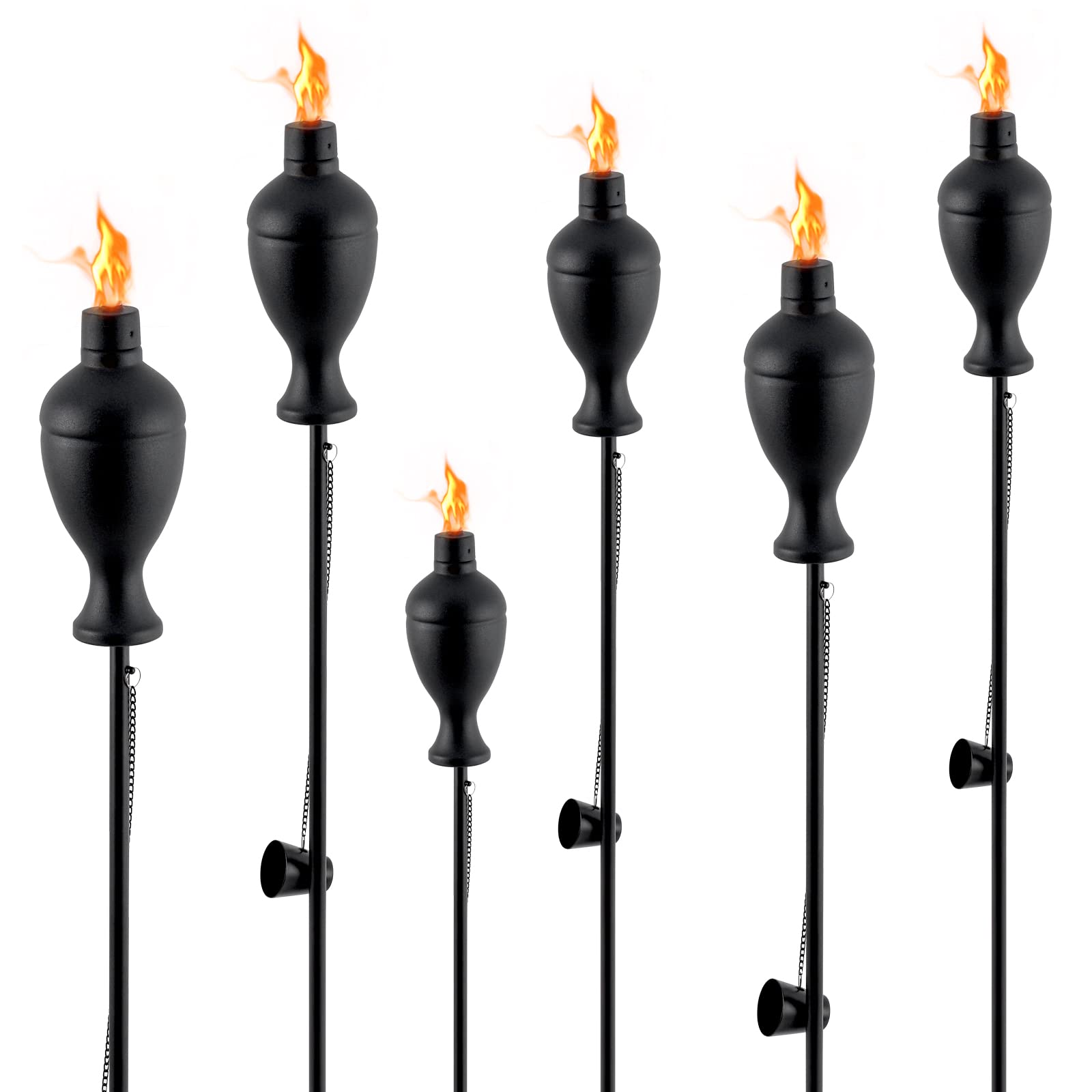 ZSPENG 6 Pack Metal Torches for Outside, Upgraded Home Garden Metal Torch, Citronella Torches, Outdoor Lighting Torch for Garden Patio Lawn Party,DIY Garden Torch Décor
