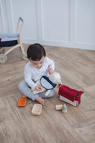 PlanToys Baby Doll Feeding Playset (3499) | Sustainably Made from Rubberwood and Non-Toxic Paints and Dyes