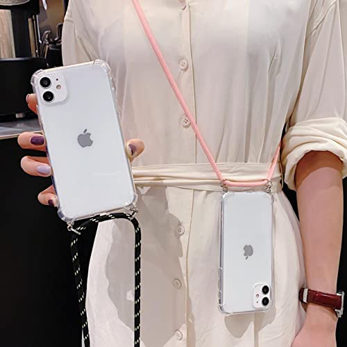 Jingyun GokiKiisy Case with Strap for iPhone 11, Adjustable Crossbody Strap, TPU Shockproof Protective Phone Case with Anti-Lost Shoulder Neck Lanyard-Black