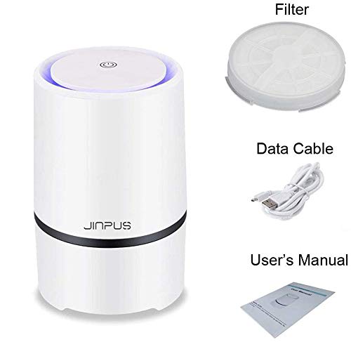JINPUS Air Purifier Small Portable Air Cleaner for Bedroom with HEPA Filter, Upgraded Low Noise Home Air Purifiers GL-2103 (Powered by 4.9ft USB Cable, No Adapter)