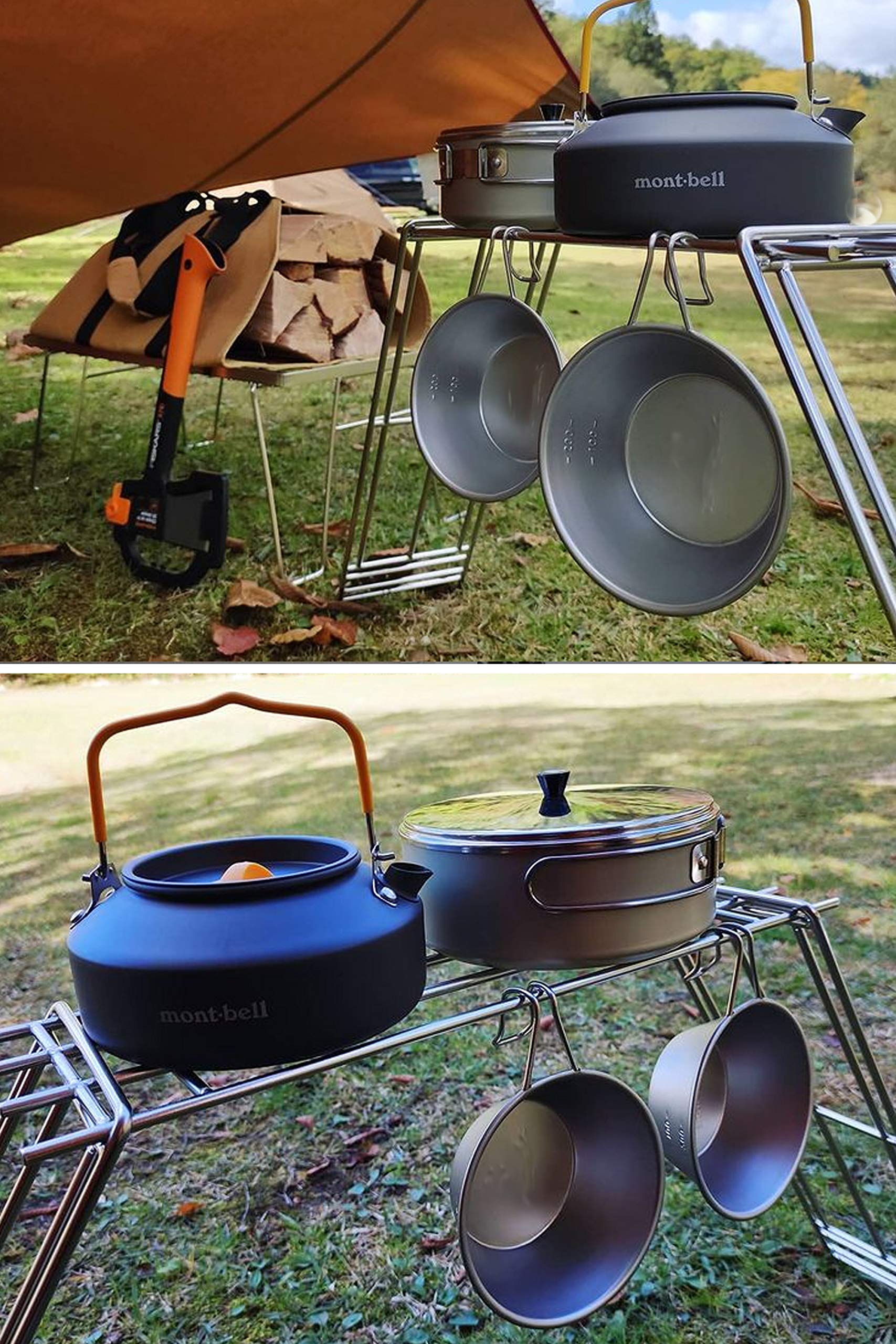 CAMPINGMOON 304 Stainless Steel over fire camp grill 17.56x5.12-inch with Removable Stand Legs and Carrying Bag MTG-TLA