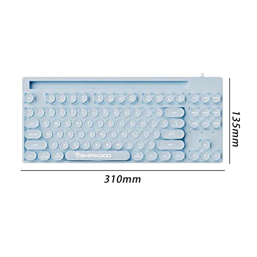 Durable Gaming Keyboard Scratchproof Replacement PP Keycap Rainbow Backlit Smooth Quick Response 87 Keys Wired Keypad for Laptop Desktop PC, Blue