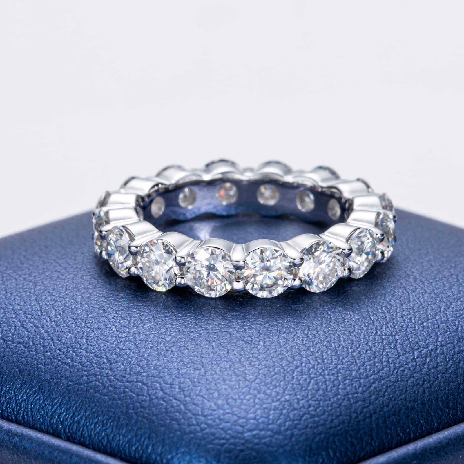Catfoony 5cttw Moissanite Eternity Ring, D Color Lab Created Diamond Sterling Silver Eternity Wedding Band Ring for Women (10)