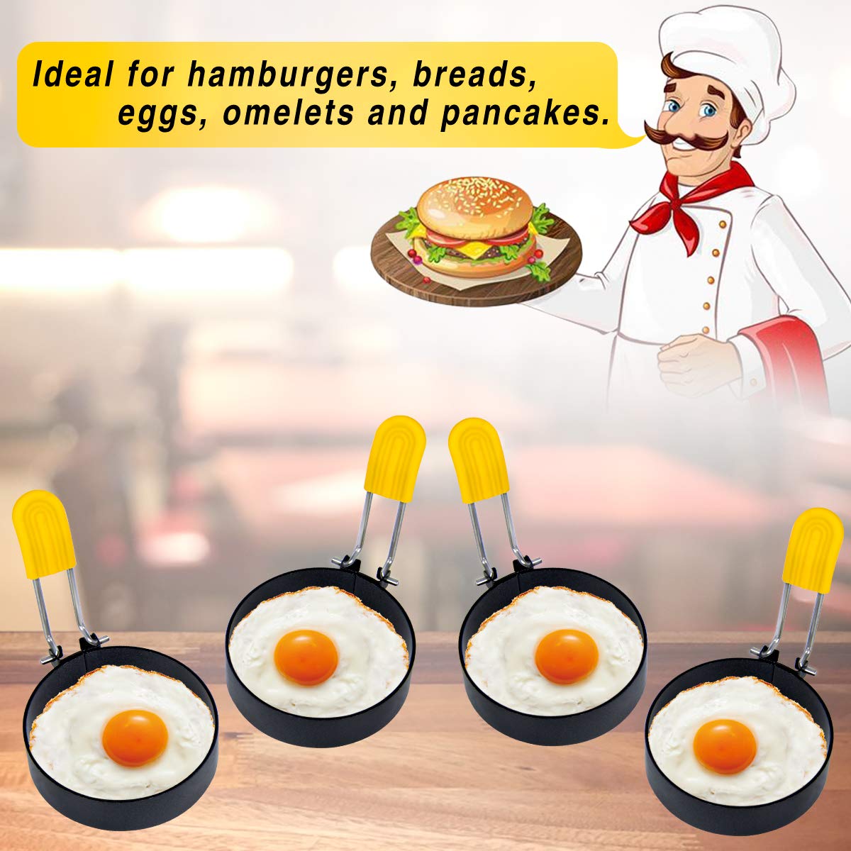 Circle Egg Ring Egg Round Set Stainless Steel Ring Non-rusting Non-stick Round Egg Pancake Sandwich English Muffin Maker Handy Kitchen Tool for Frying Egg Meat Pie (4)