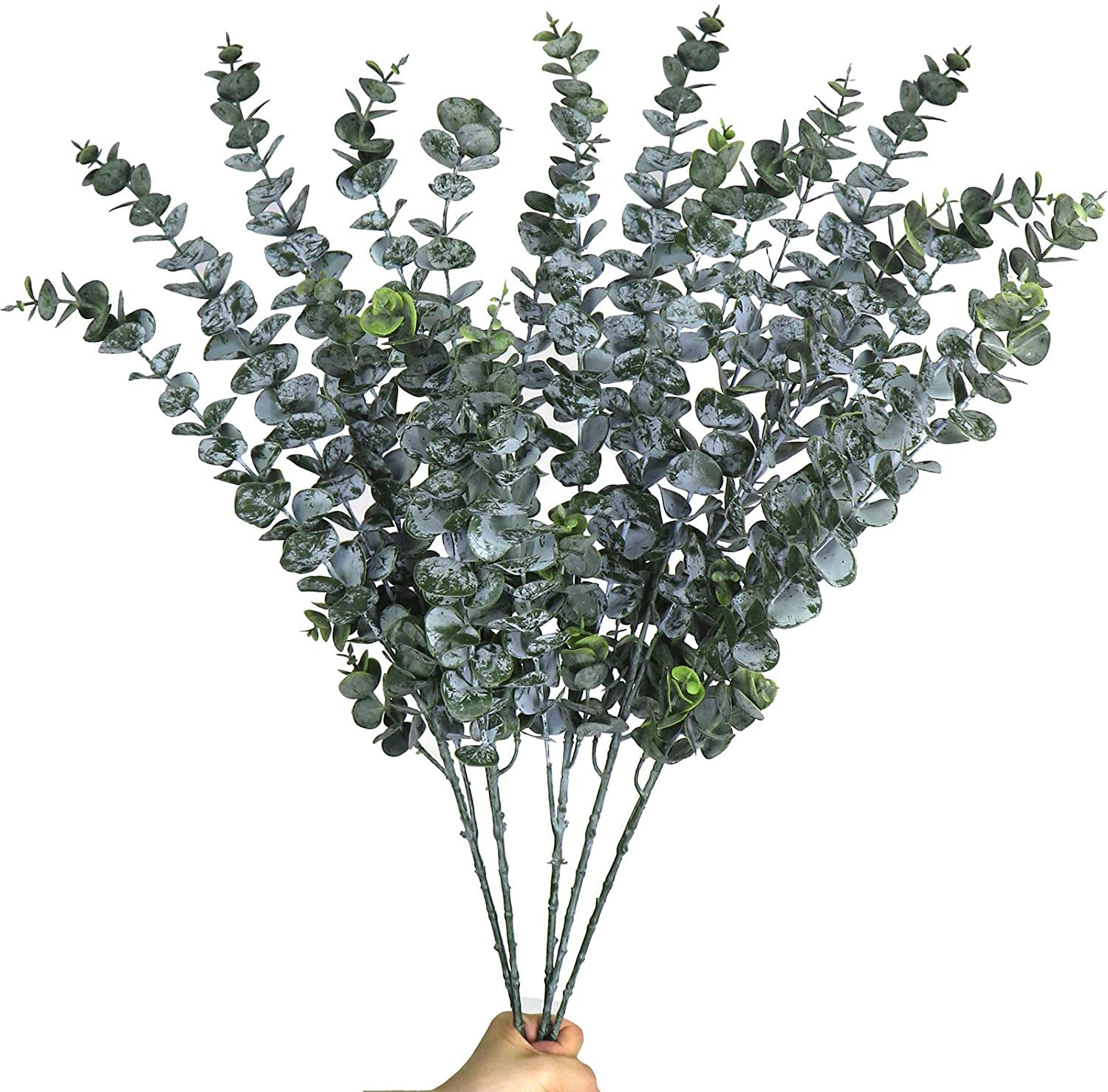 Ollain 5 Pcs Artificial Eucalyptus Greenery Stems Plants 29.5" Tall Fake Eucalyptus Leaves Spray Silver Dollar Eucalyptus Branches Plant for Home Garden Office Store Decoration