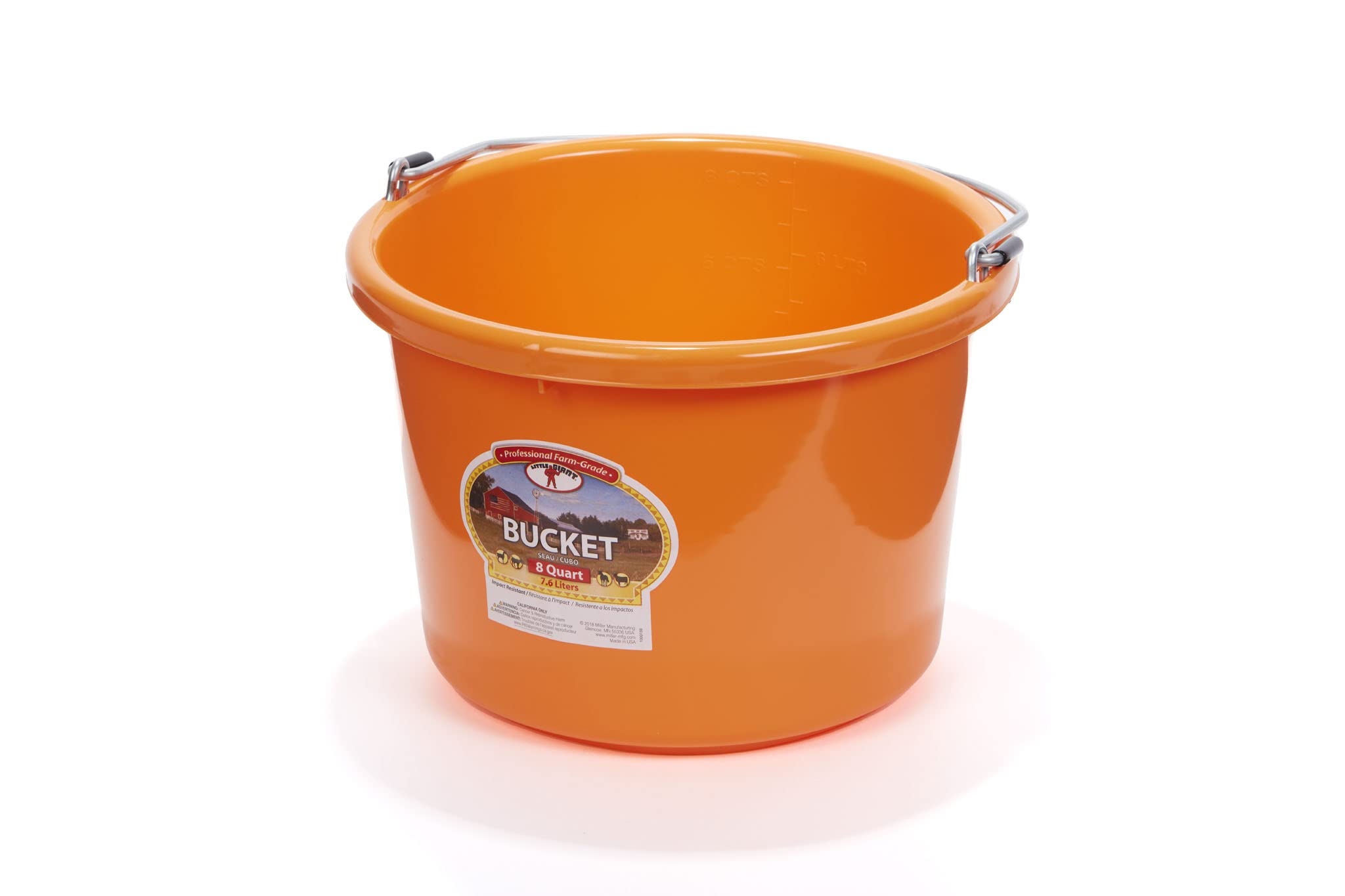 Plastic Animal Feed Bucket (Navy) - Little Giant - Round Plastic Feed Bucket with Metal Handle (8 Quarts / 2 Gallons) (Item No. P8ORANGE6)