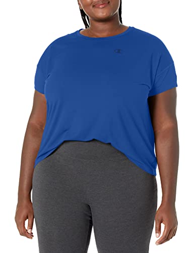 Champion T-Shirt, Soft Touch, Moisture Wicking, Essential Tee for Women Size, Deep Dazzling Blue C Logo, 3X Plus